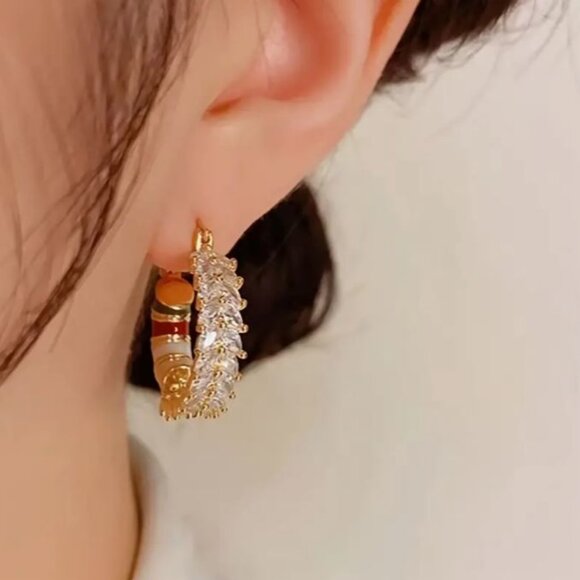 Private Label | Jewelry | New Jane Crystal And Enamel Gold Hoop ...